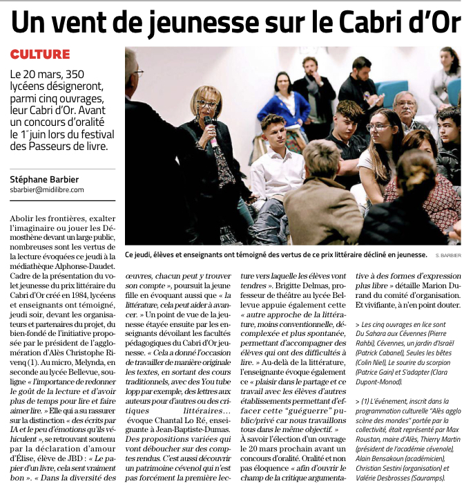 La presse en parle ! : Le cabri d'or jeunes - Actualités - LYCEE JEAN-BAPTISTE DUMAS
